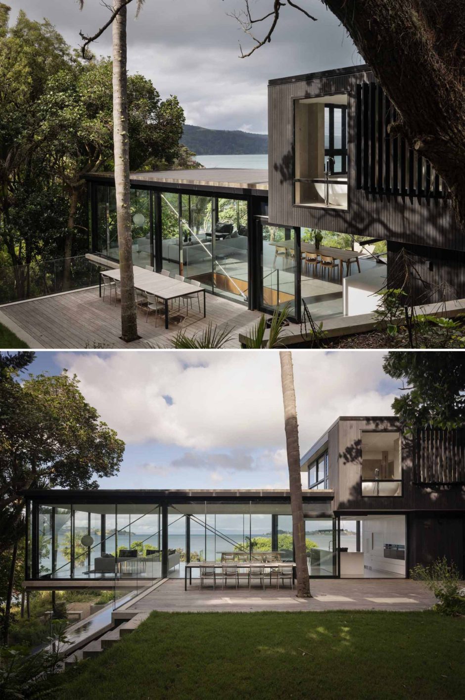 This Home Has A Living Room That Extends Over The Swimming Pool Below