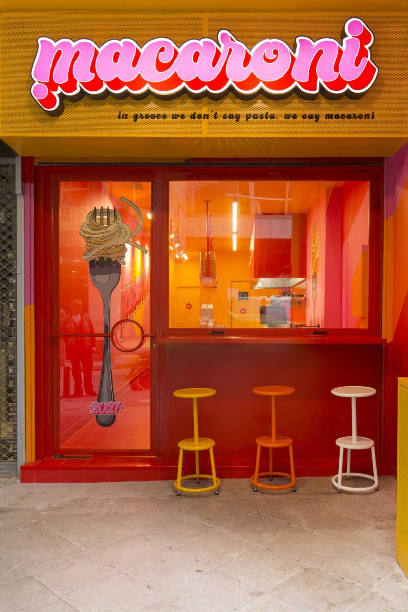 A Boldly Colored Pasta Shop Brightens Up The Street In Athens