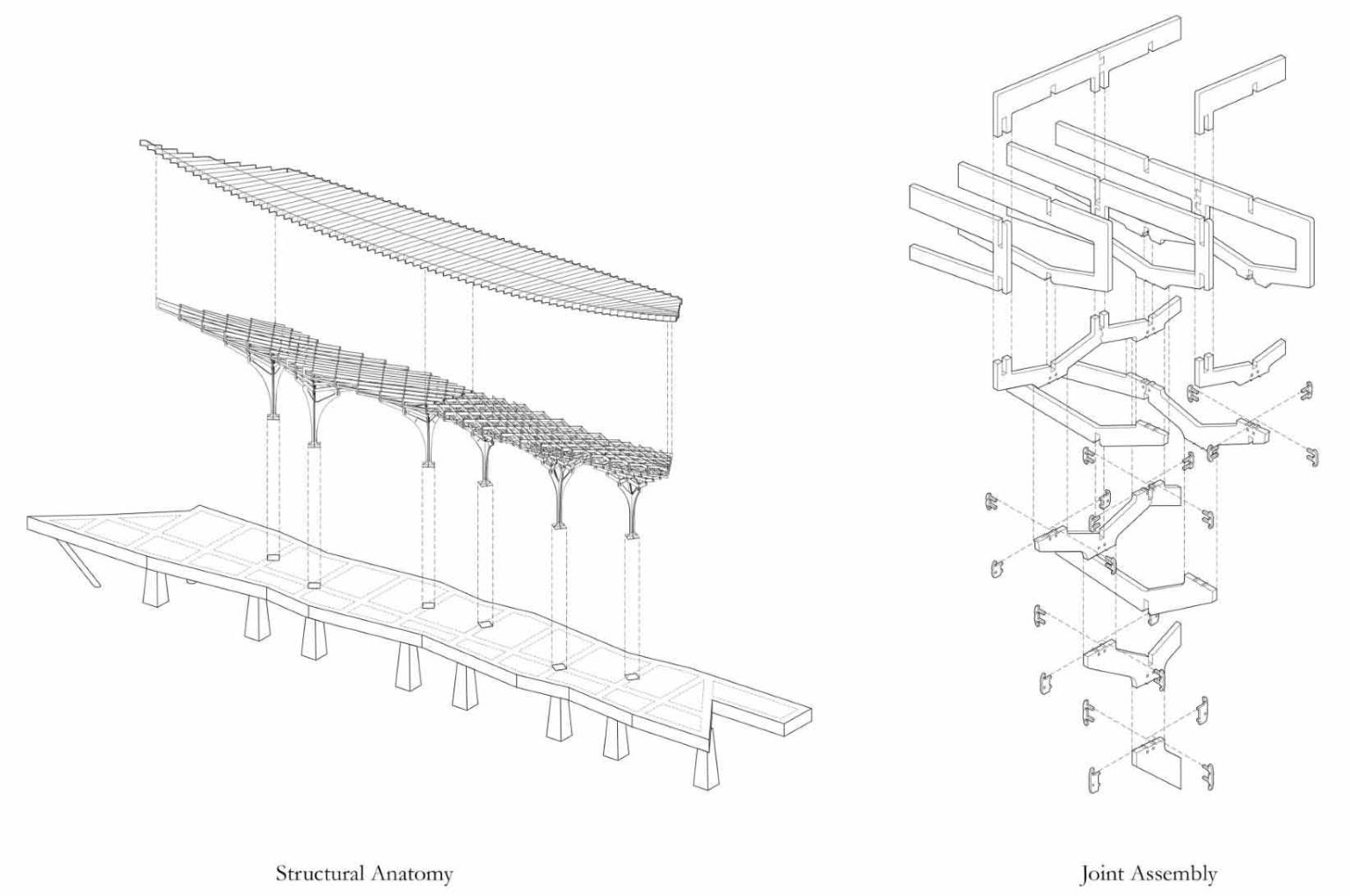 Tree-like Columns Show The Craftsmanship Inside This Riverside Pavilion