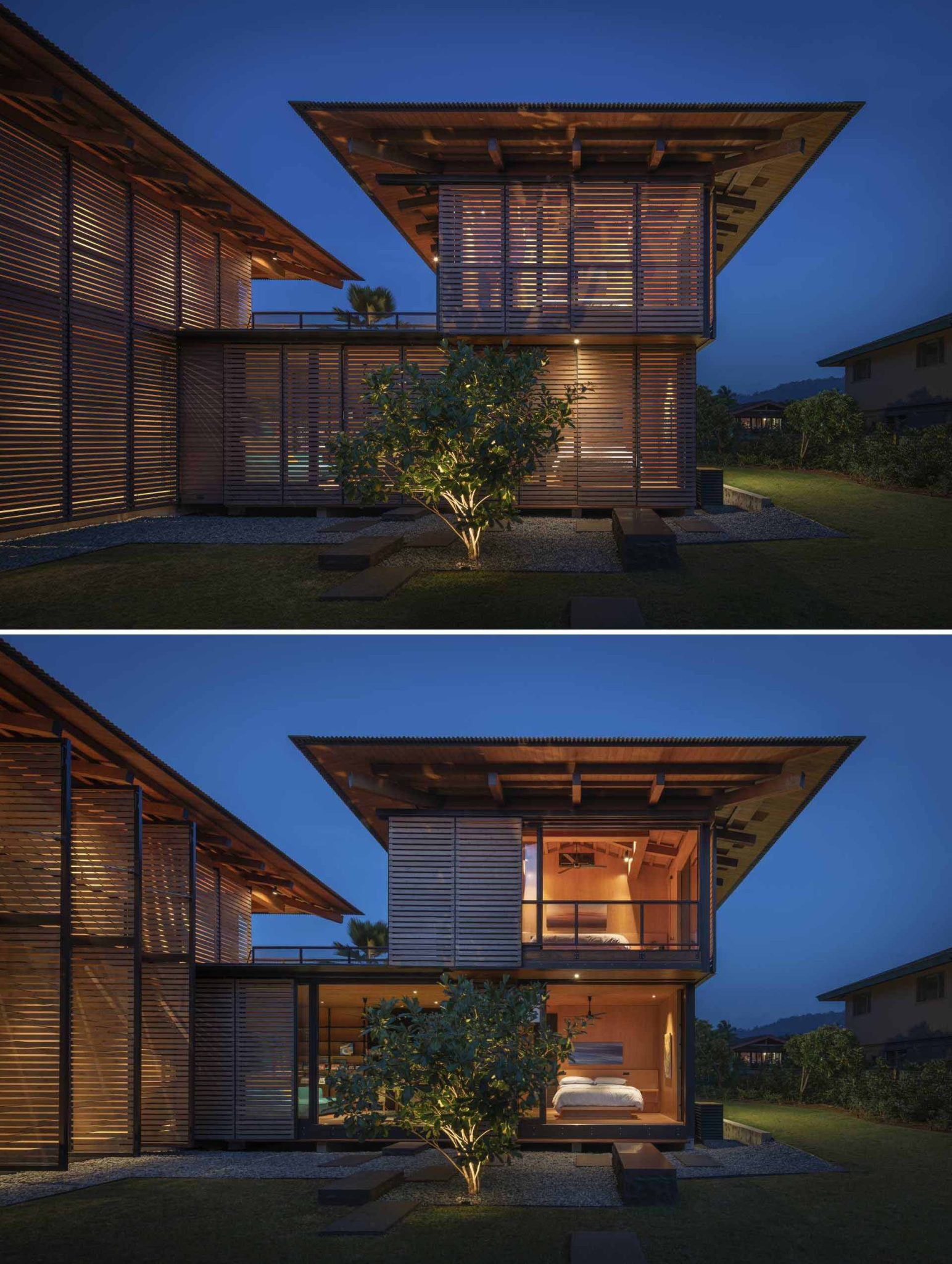Operable Screens Cover The Exterior Of This Hawaiian Home