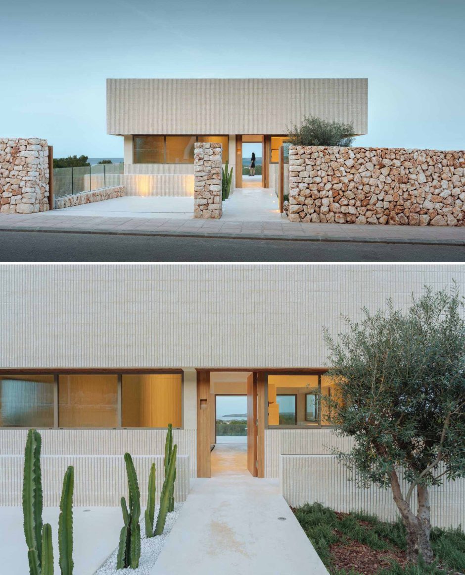 Fluted Concrete Walls Cut By Continuous Window Openings Define This Villa