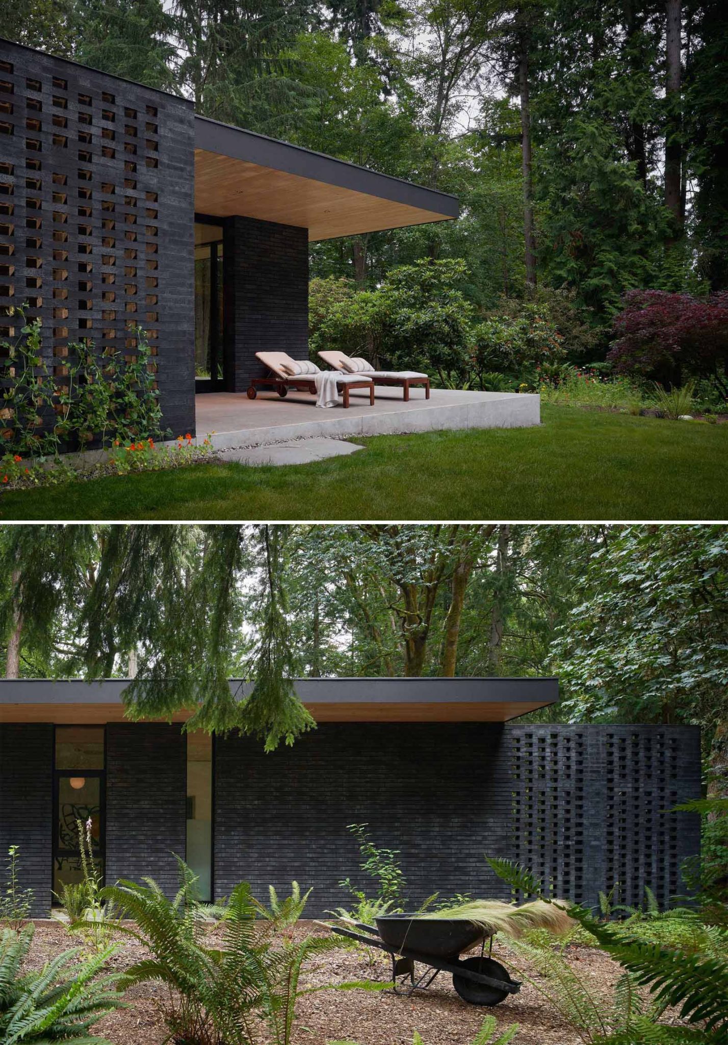A Black Brick Exterior Is Consistent With The Dark Forest Surrounding ...