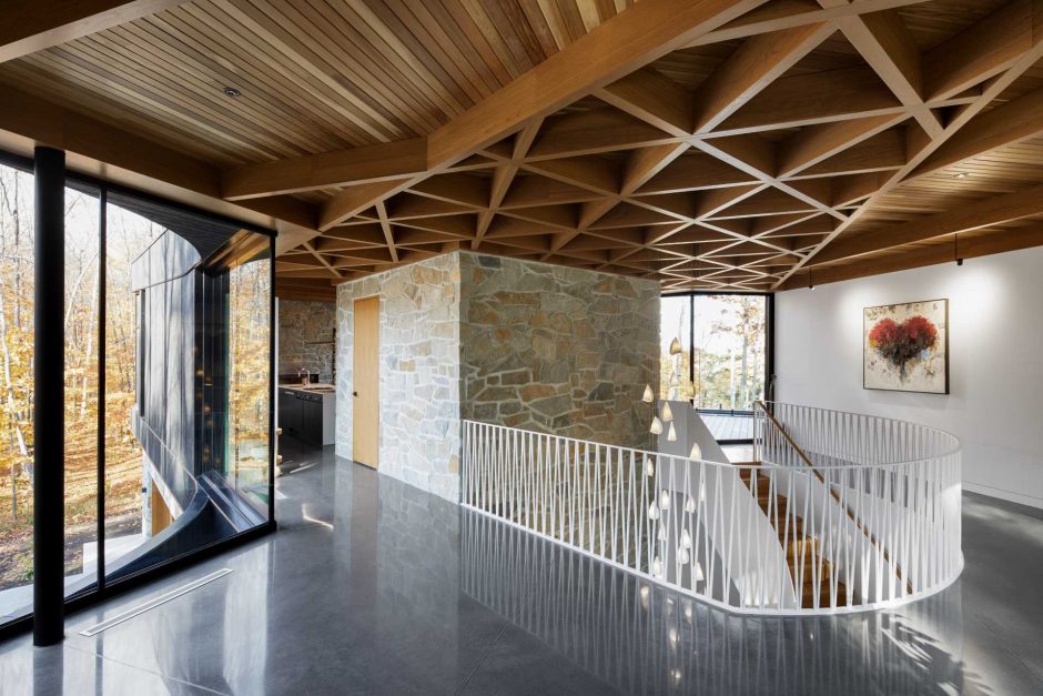 Natural Stone Provides A Base For This Modern Home