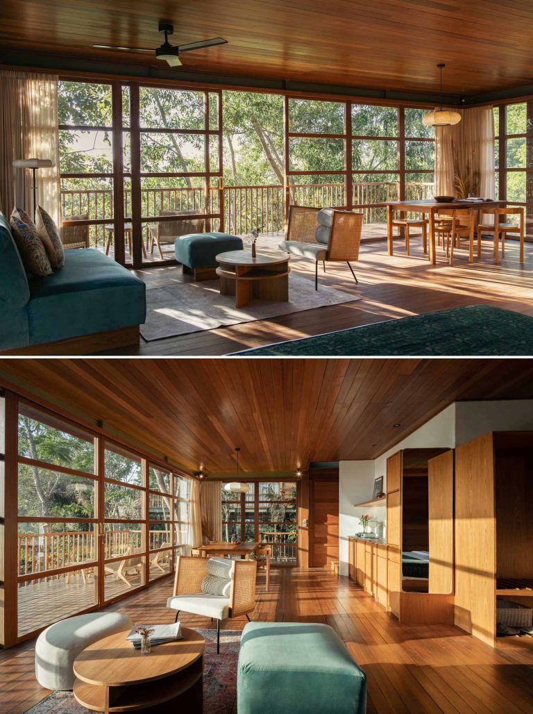 Wood Houses Appear Through The Tops Of The Trees At This Nature-Focused ...