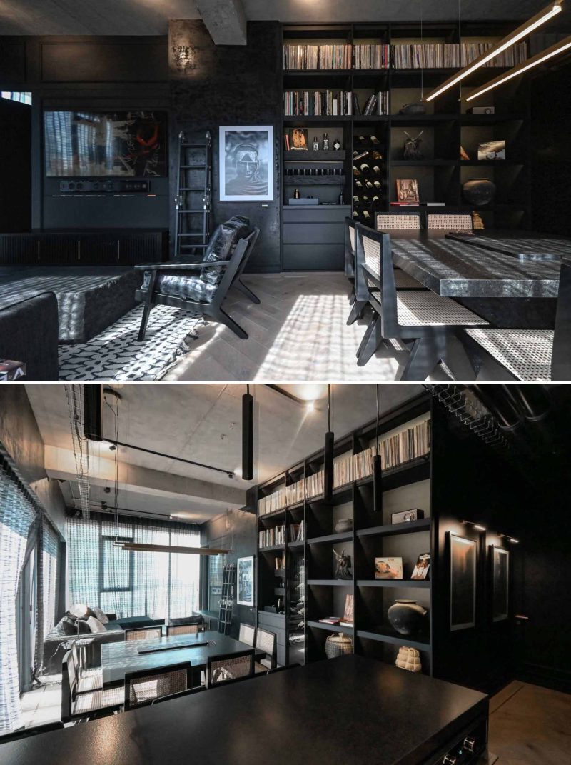 A Black Interior Gives This Apartment A Dark And Dramatic Appearance