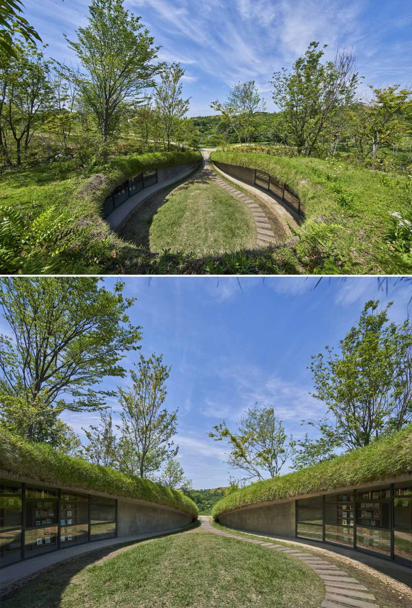 This Library Is Almost Entirely Built Into The Land Around It