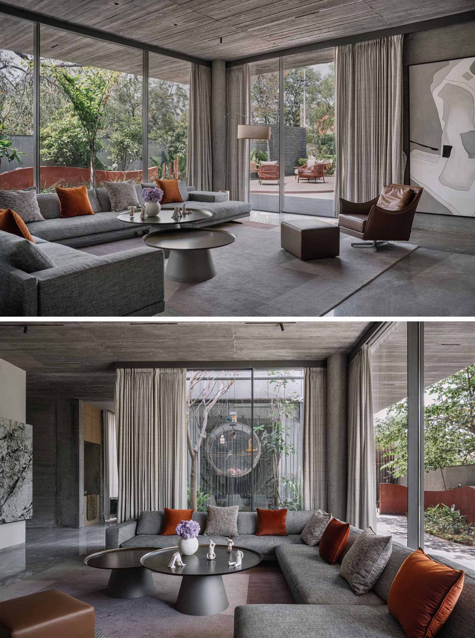 A Curving Bridge Leads To The Entertainment Areas Of This Modern Home