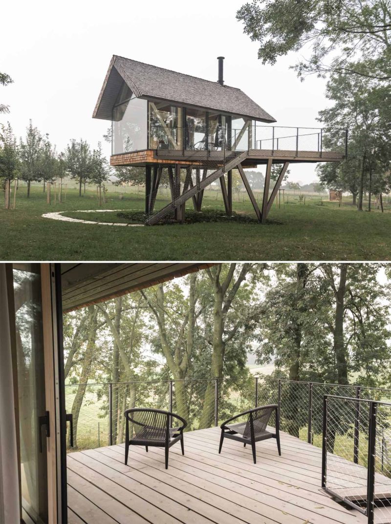 A Small Elevated Cabin Inspired By A Bird's Nest