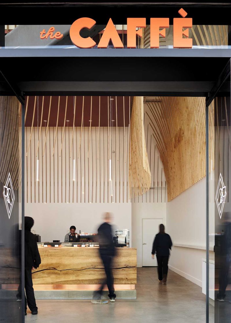 272 Wood Slats Were Used To Create A Sculptural Element Inside This New Coffee Bar