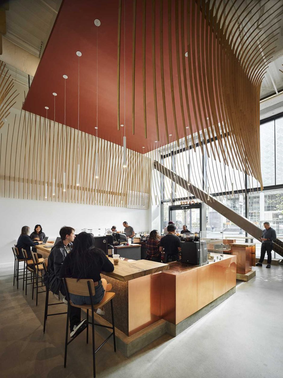 272 Wood Slats Were Used To Create A Sculptural Element Inside This New ...