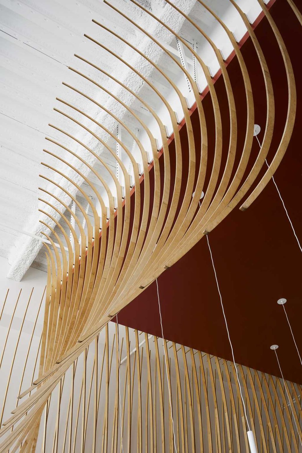 272 Wood Slats Were Used To Create A Sculptural Element Inside This New ...