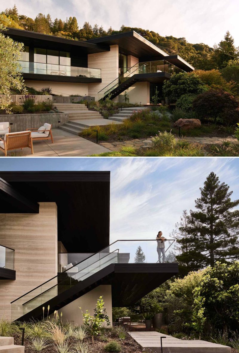 Large Travertine Slabs Were Used To Update This Home's Design