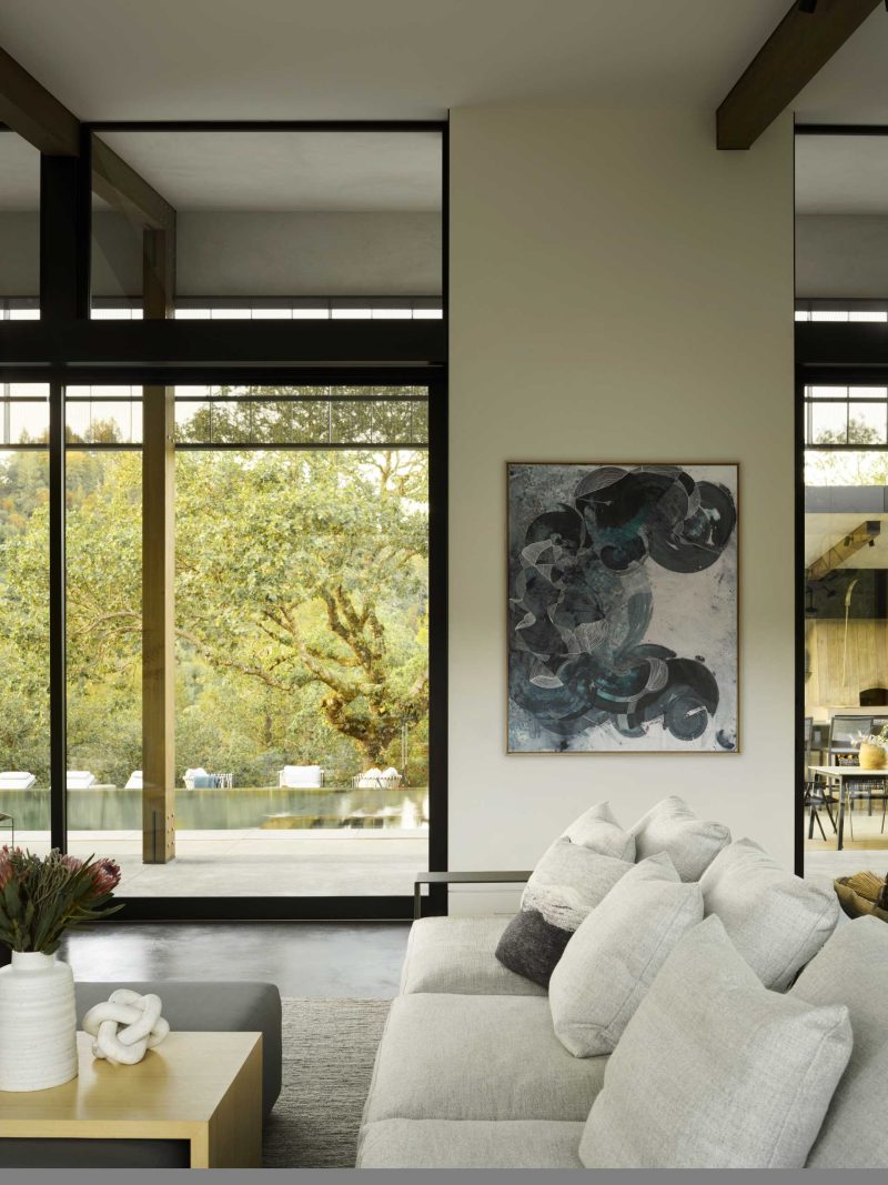 The Post And Beam Structure Is On Display Inside This New Home