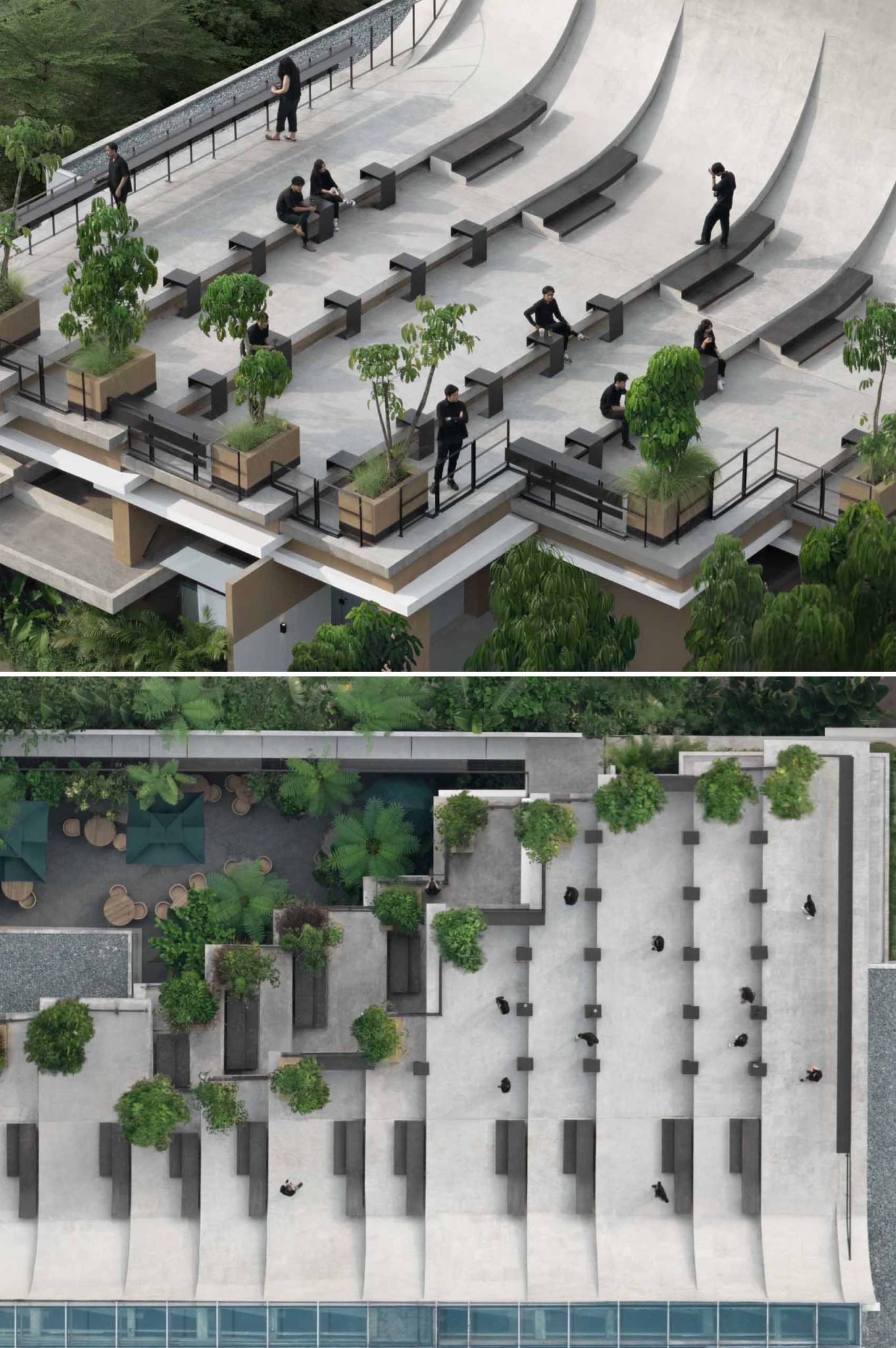 This Building With A Split Roof Makes Space For A Rooftop Park
