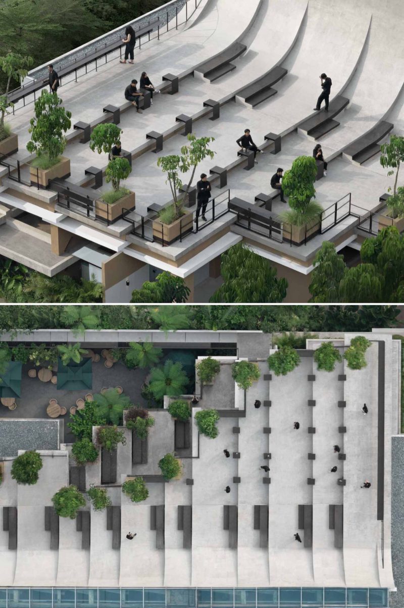 This Building With A Split Roof Makes Space For A Rooftop Park