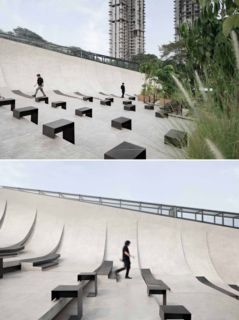 This Building With A Split Roof Makes Space For A Rooftop Park