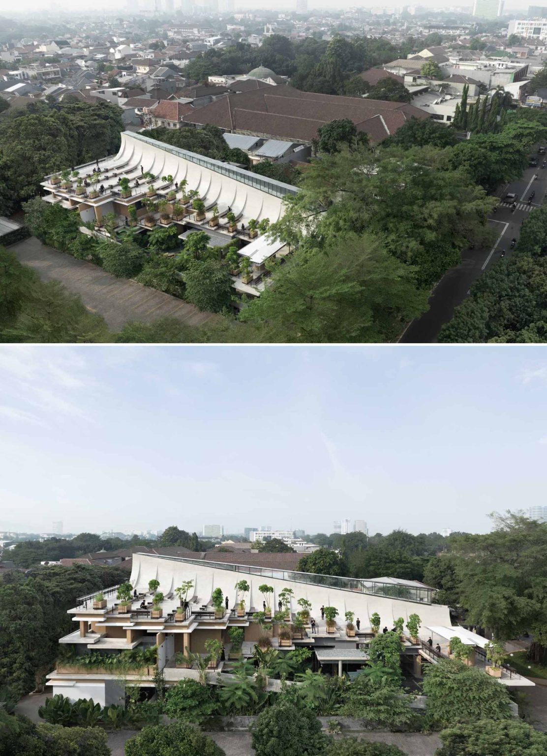 This Building With A Split Roof Makes Space For A Rooftop Park