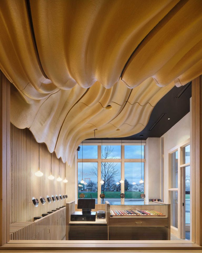 A Sculptural Ceiling Inspired By Flowing Chocolate Can Be Seen Inside ...