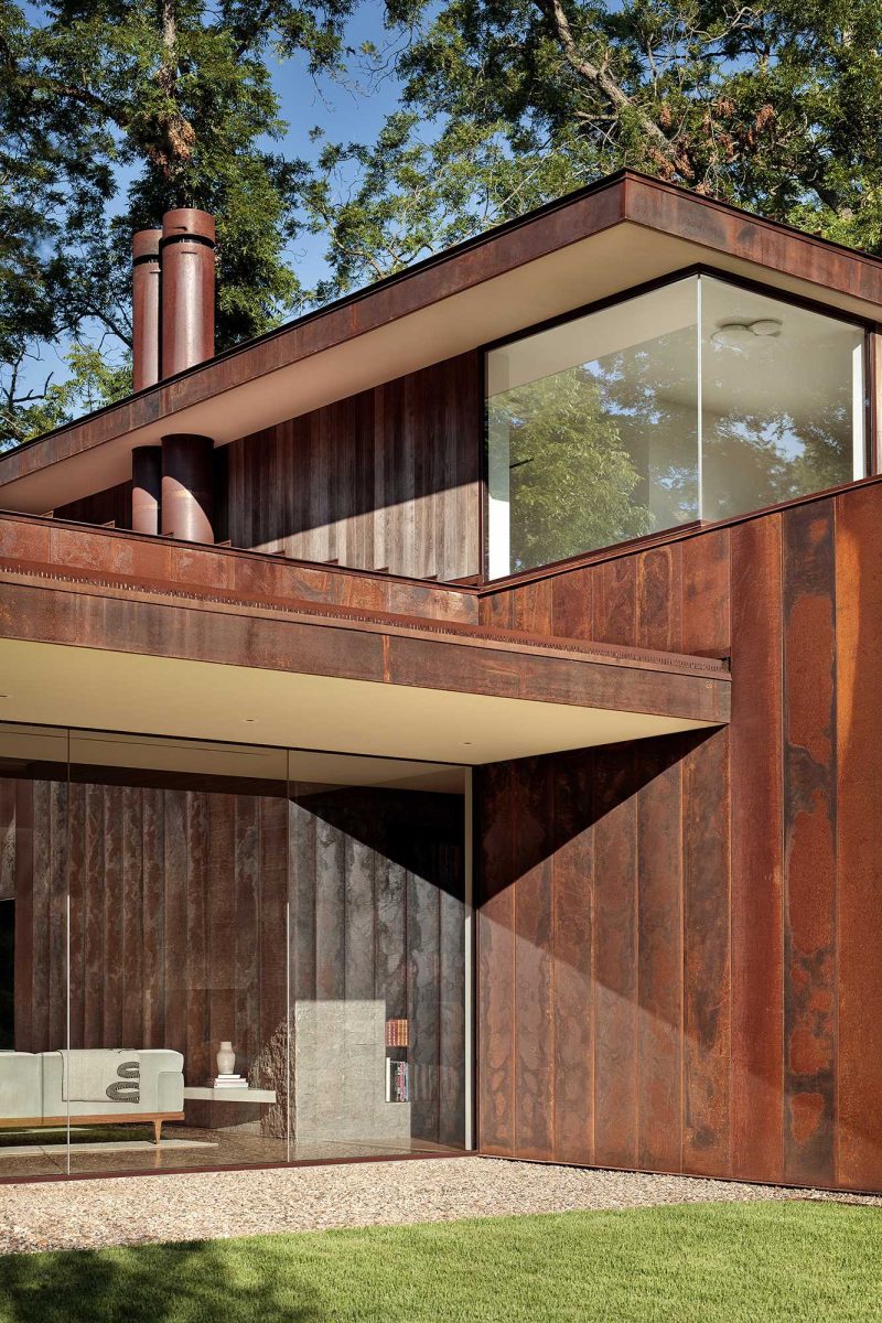 Weathered Steel Covers The Exterior Of This Modern Home In Texas