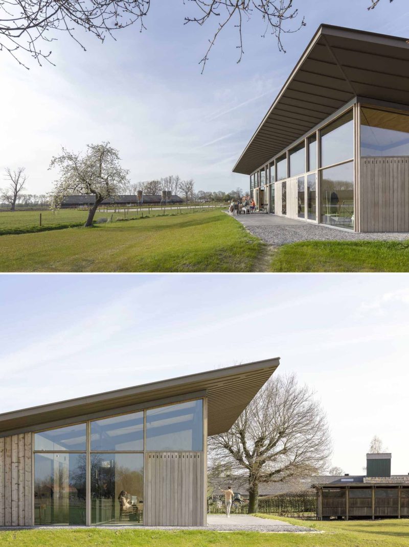 An Extended Sloped Roof Runs The Length Of This Modern Home