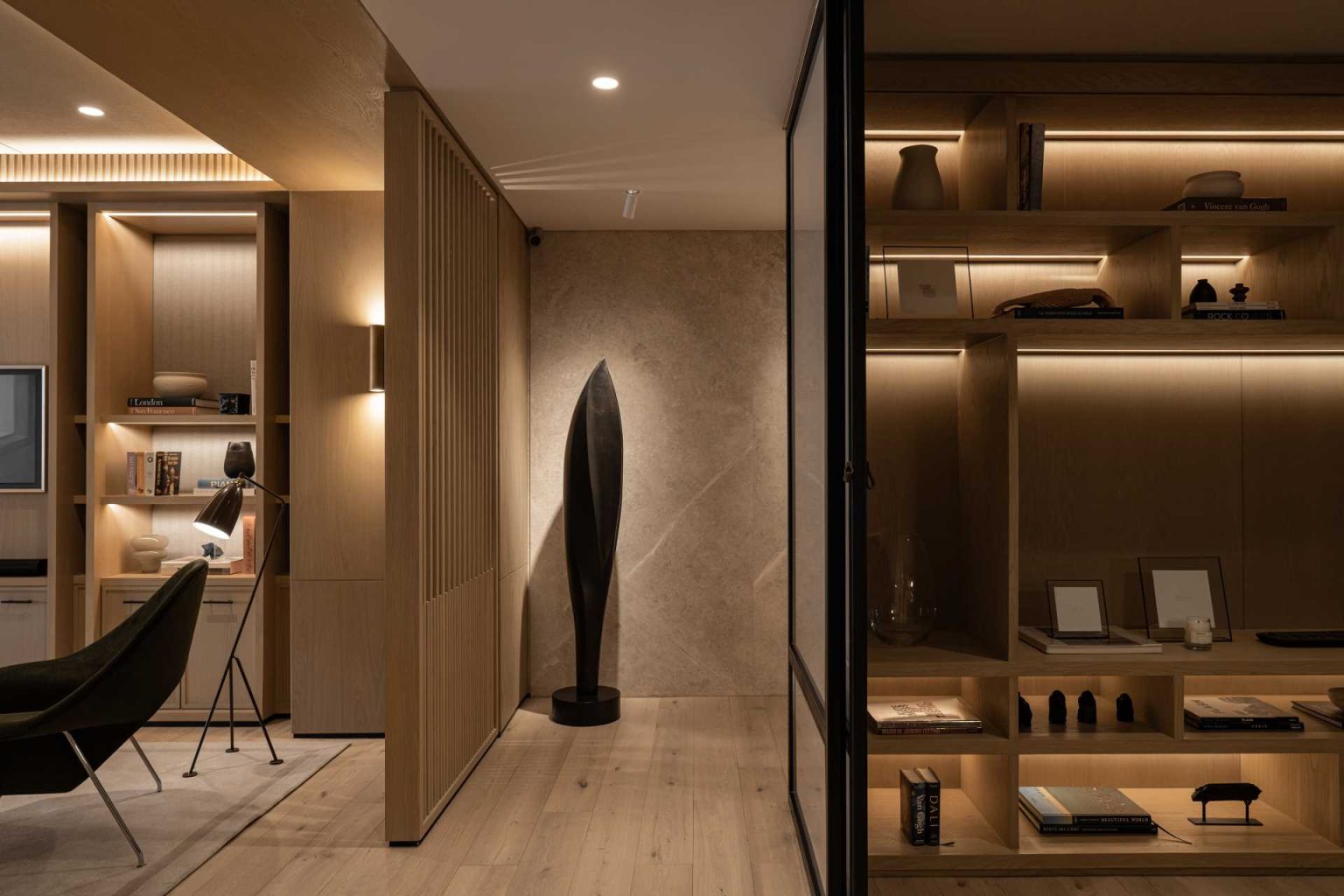 Hidden Lighting Creates A Warm Glow Throughout This Apartment Interior