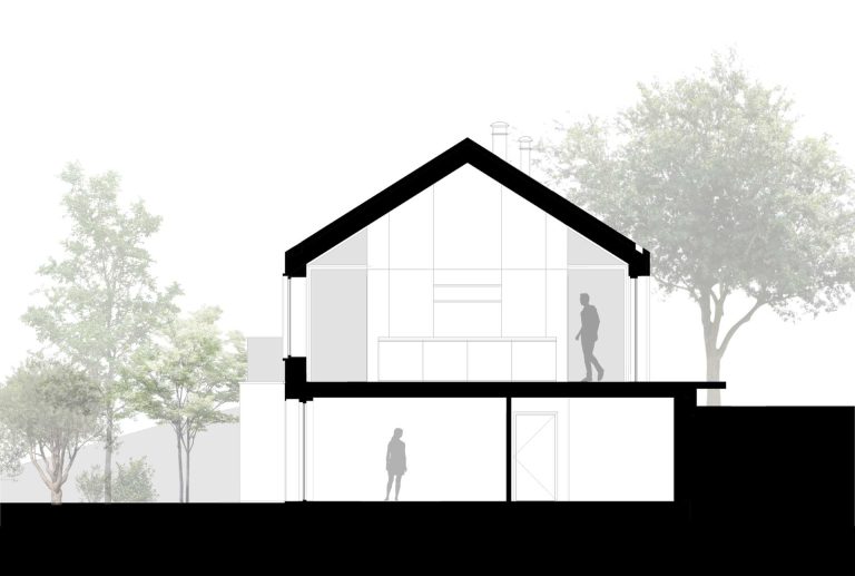 A Contemporary Gable Roof Runs The Length Of This Home