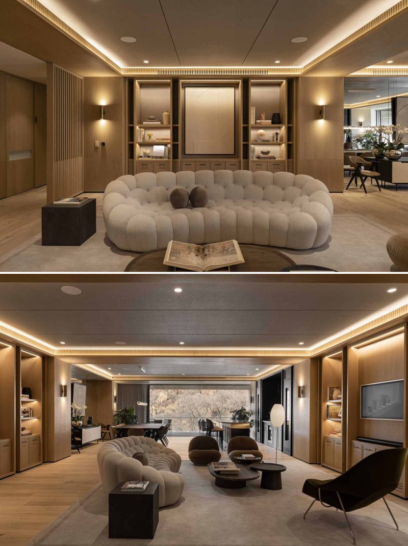 Hidden Lighting Creates A Warm Glow Throughout This Apartment Interior