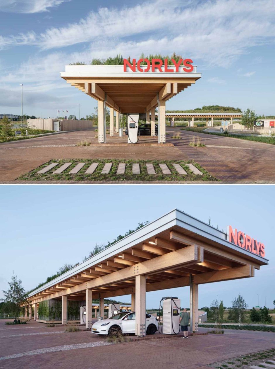 A Green Roof Covers This Unique Vehicle Charging Station