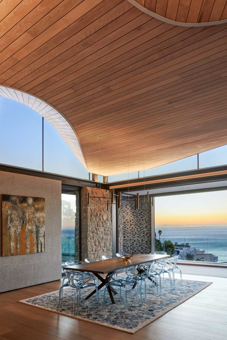 An Undulating Wood Ceiling Inspired By Ocean Waves And Nearby Mountains