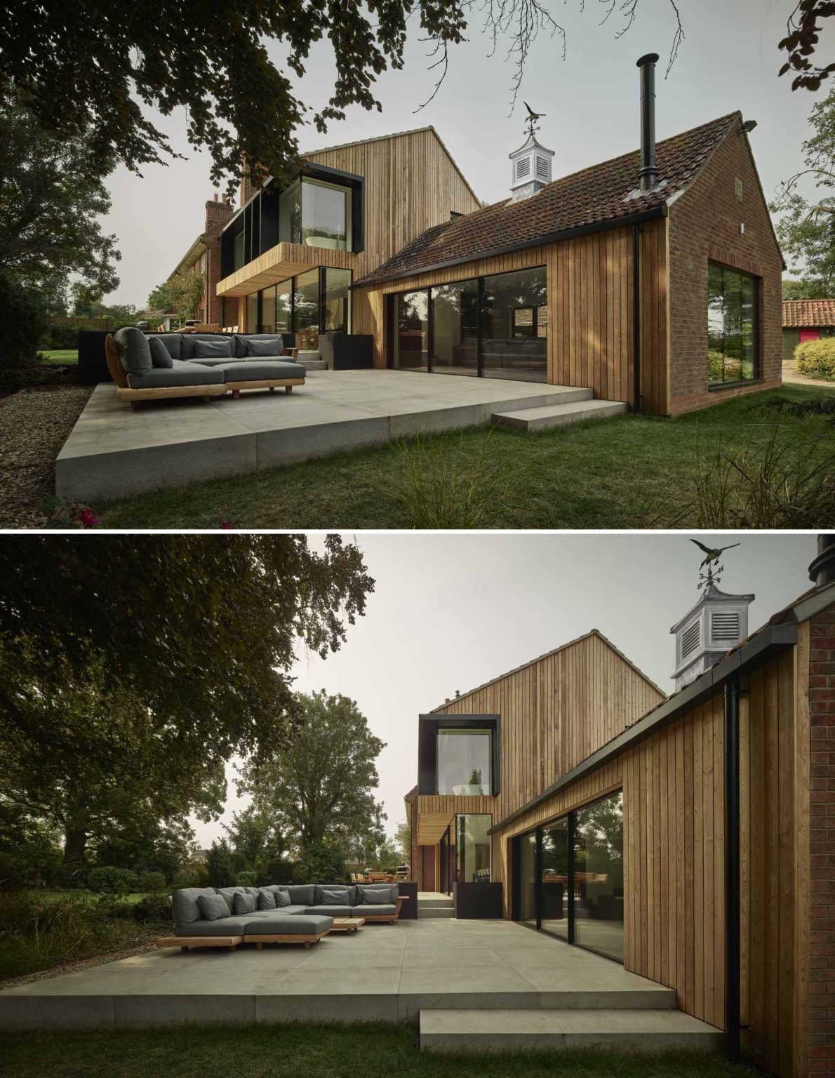 An Old Brick Home Received A Modern Wood-Clad Extension