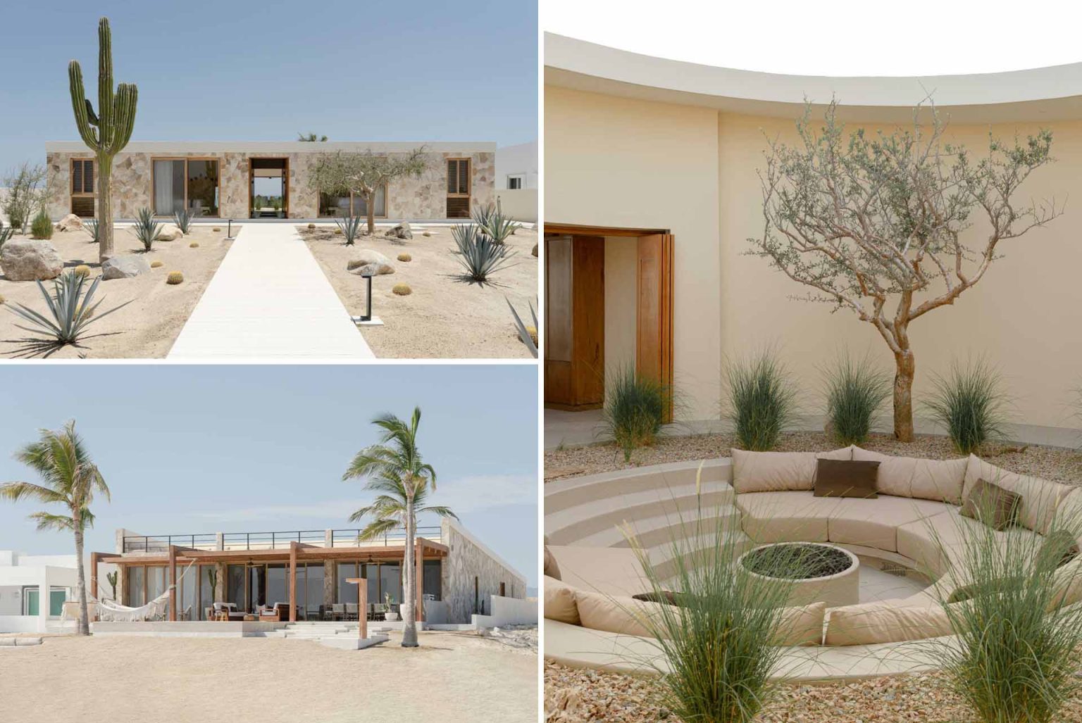 A Stone Covered Home That Surrounds A Central Courtyard With Sunken ...