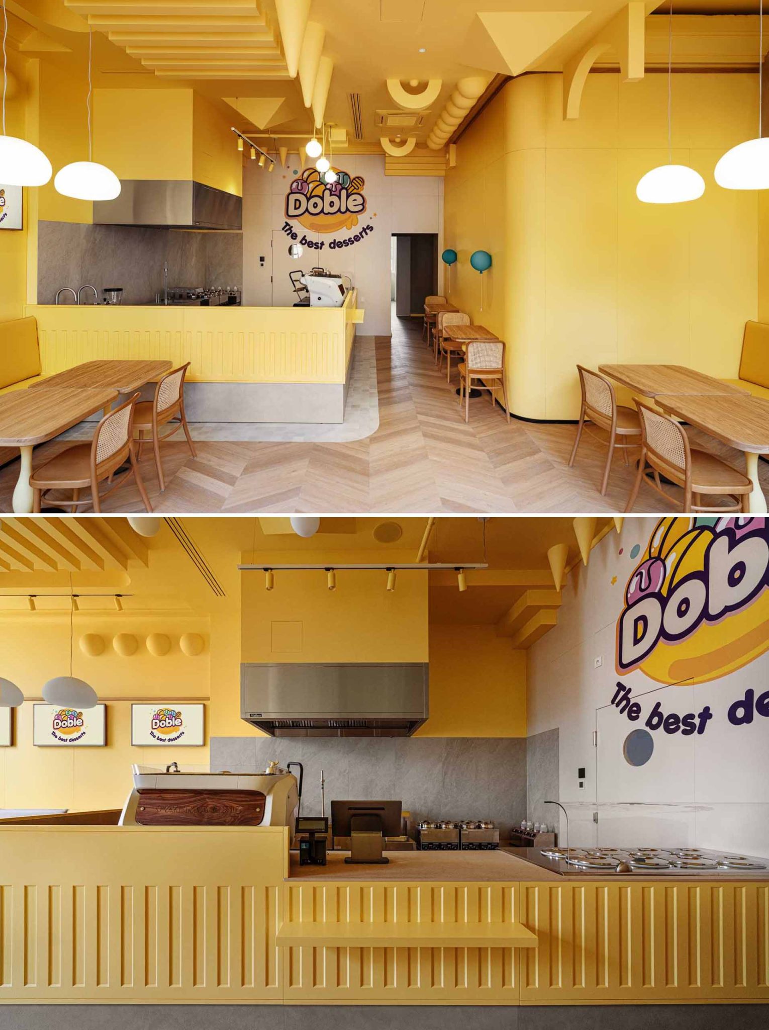 A Yellow Interior Sets The Tone For This Cafe