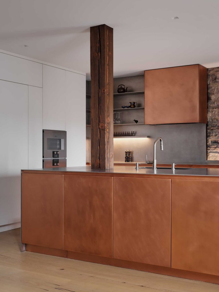 Copper Kitchen Cabinets Add To The Refined Rustic Feeling Inside This ...