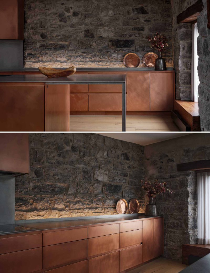 Copper Kitchen Cabinets Add To The Refined Rustic Feeling Inside This ...