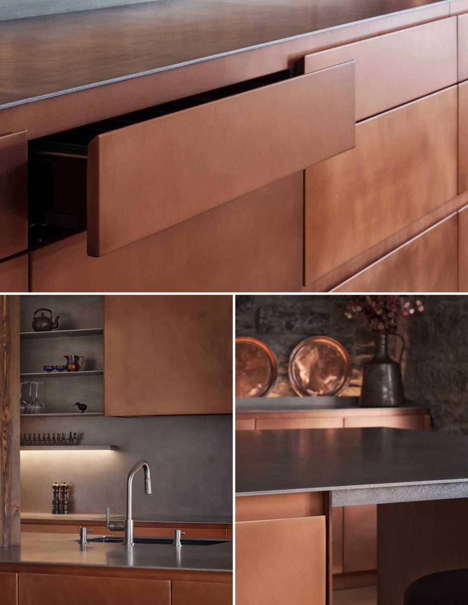 Copper Kitchen Cabinets Add To The Refined Rustic Feeling Inside This ...