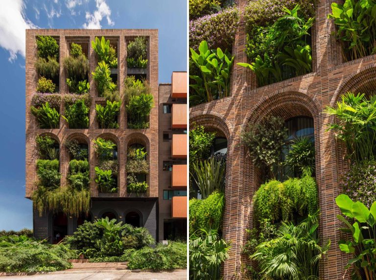 Over 100 Plant Species Emerge From The Brick Facade Of This Hotel ...