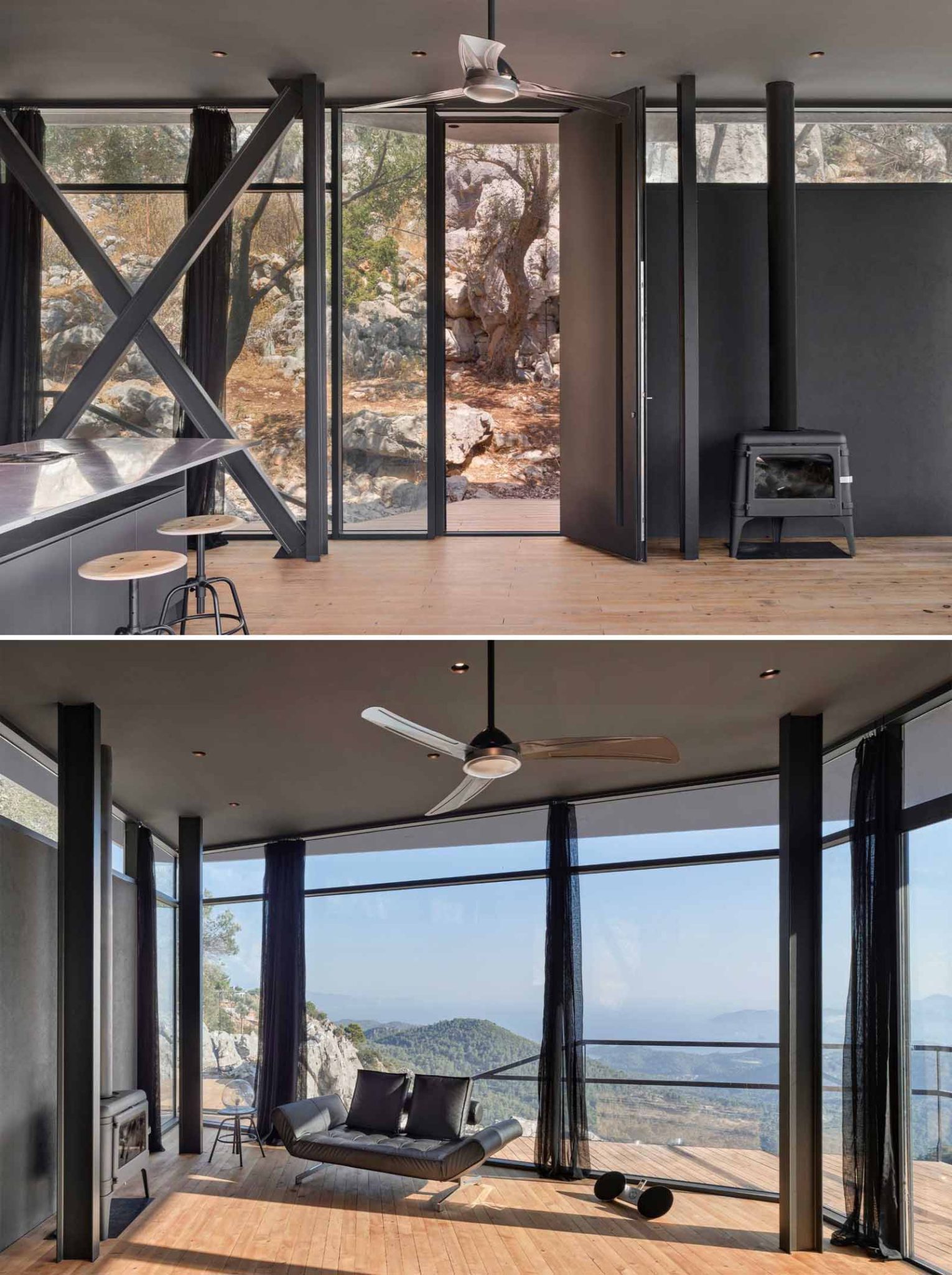 A Modern Cabin Perched On The Edge Of Rocky Cliffs