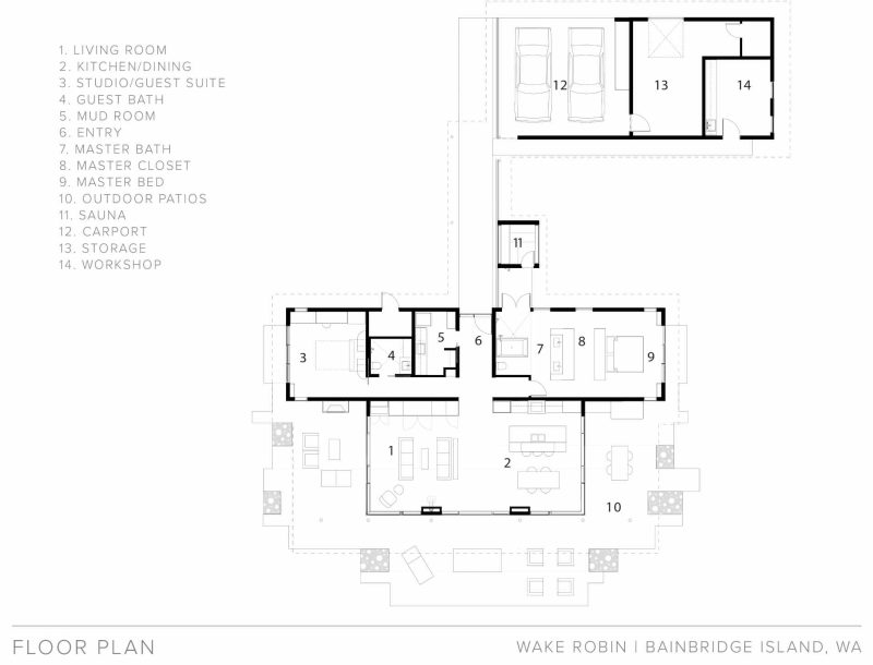 Modern meets nature in this home that opens to a meadow in the trees