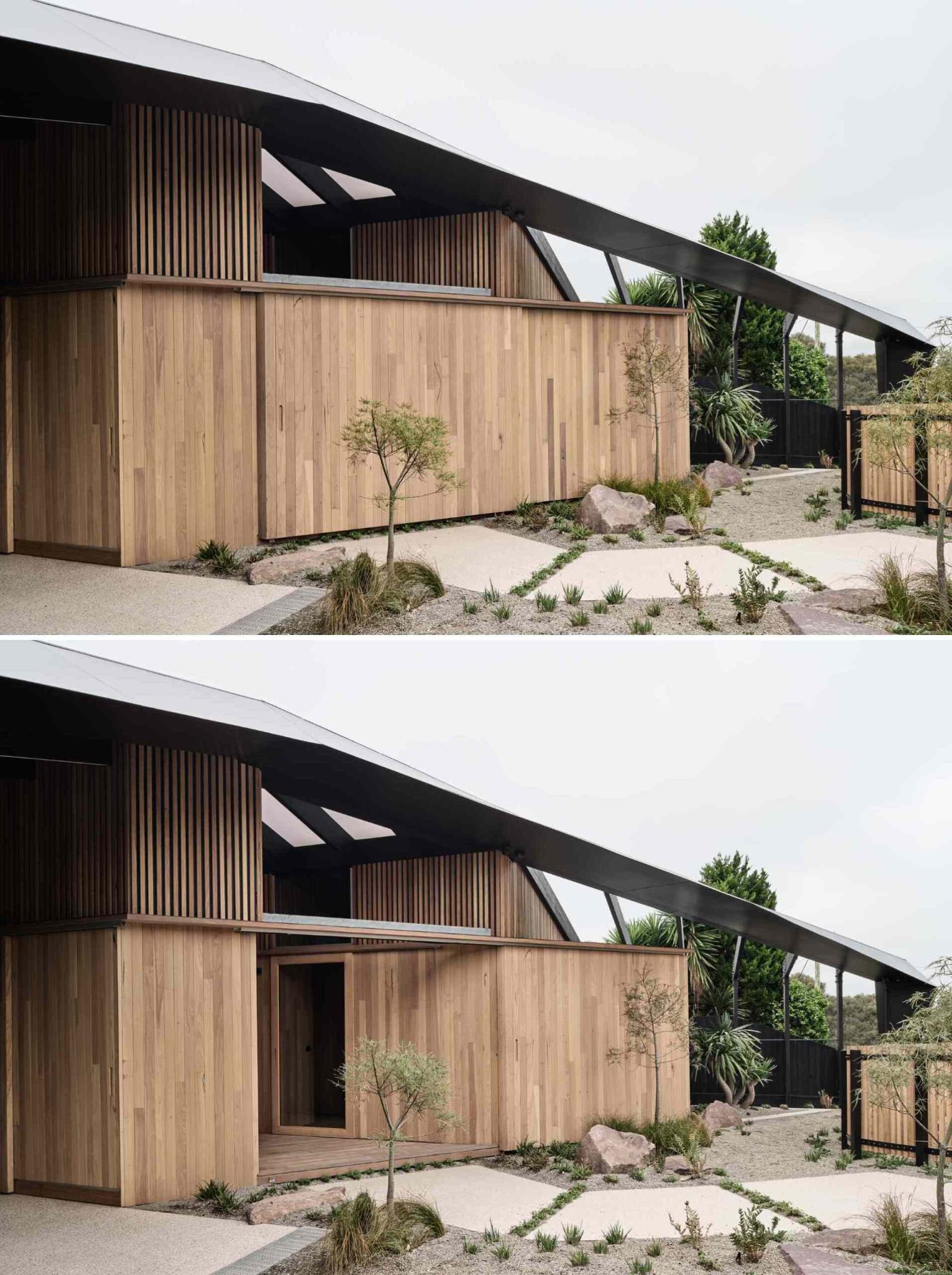 A beachside boardwalk reimagined as the spine of a modern home