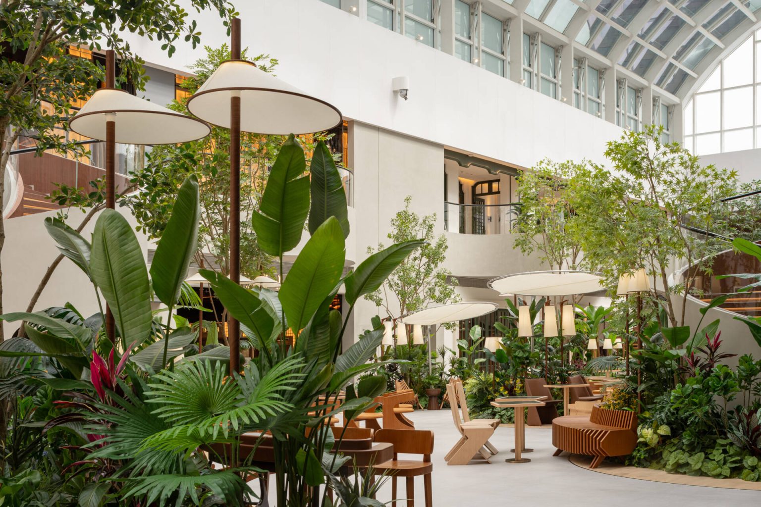 Step Inside This Indoor Garden Dining Plaza Filled With Plants And Pathways