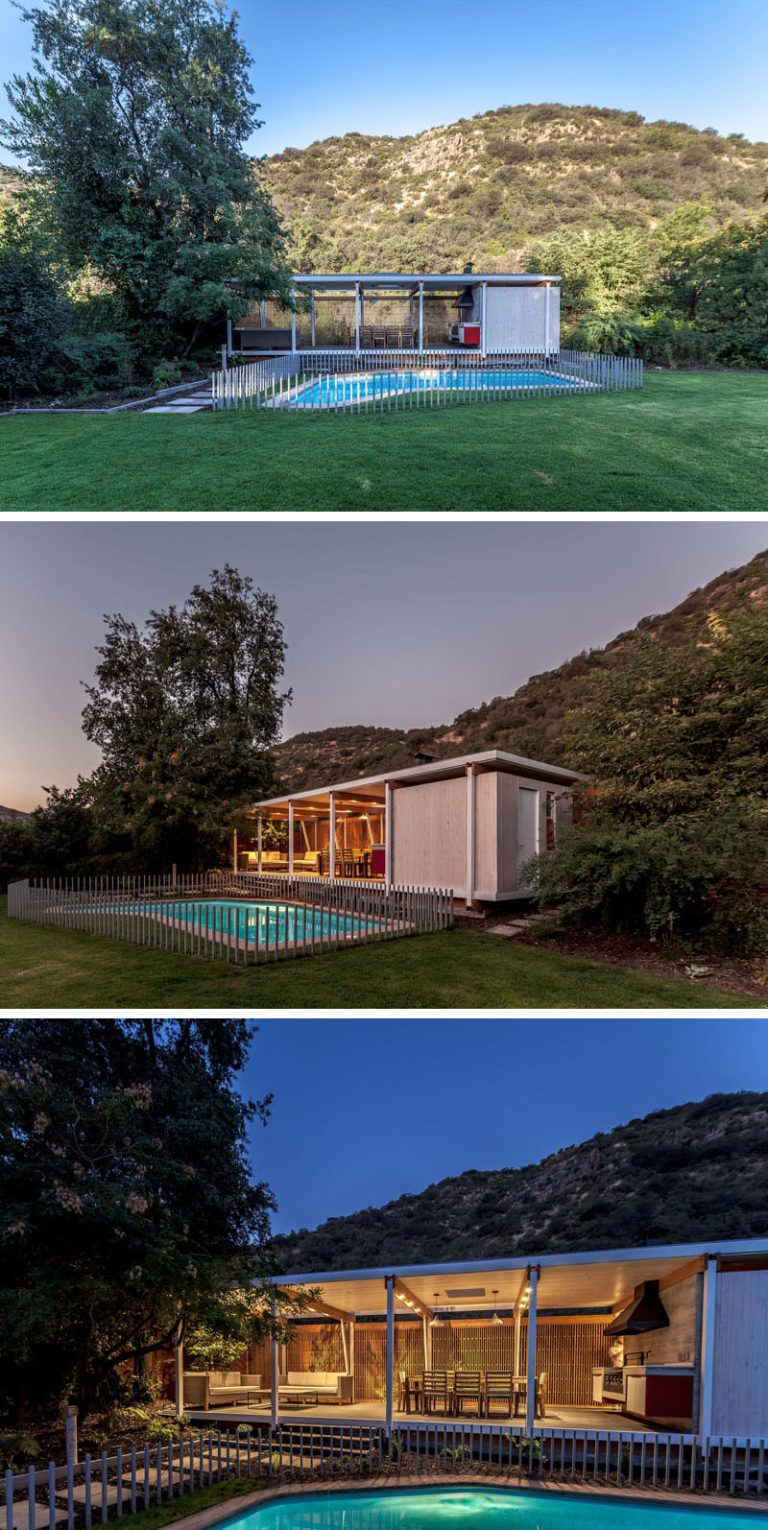 This mid-century modern inspired pool house design turns entertaining ...