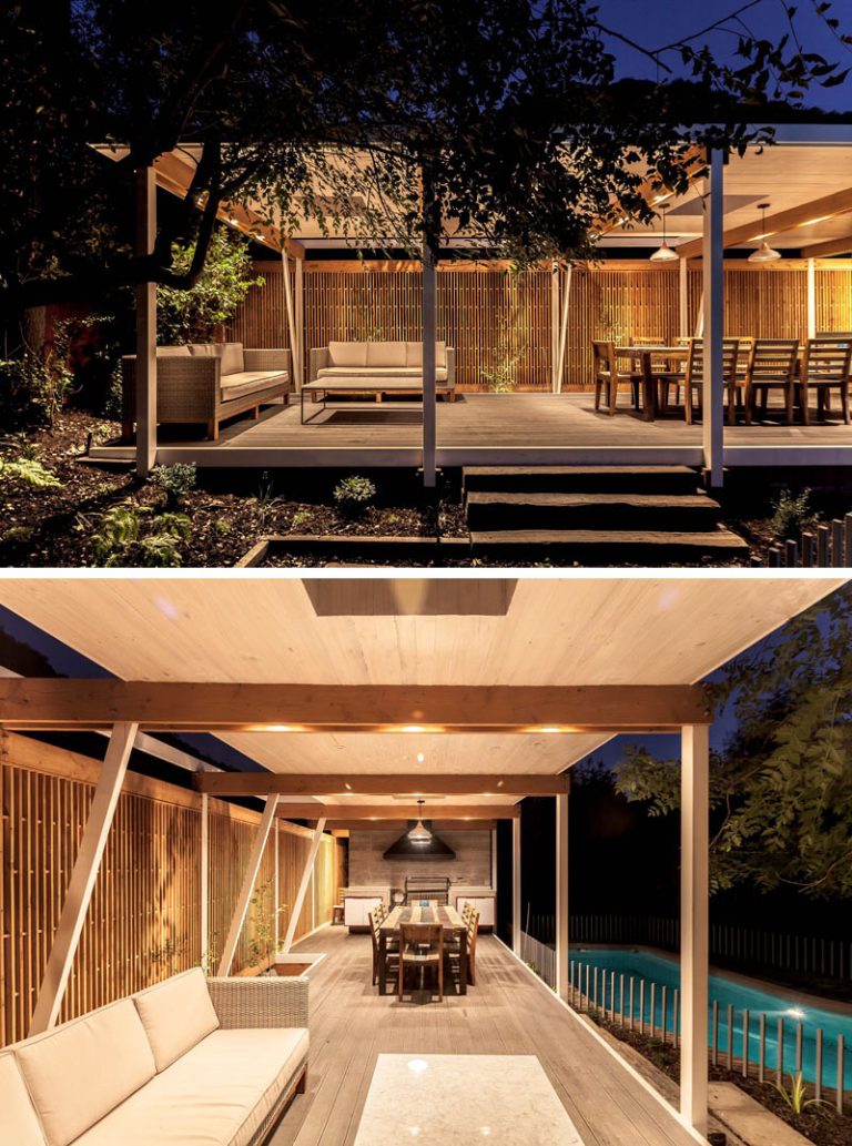 This mid-century modern inspired pool house design turns entertaining ...
