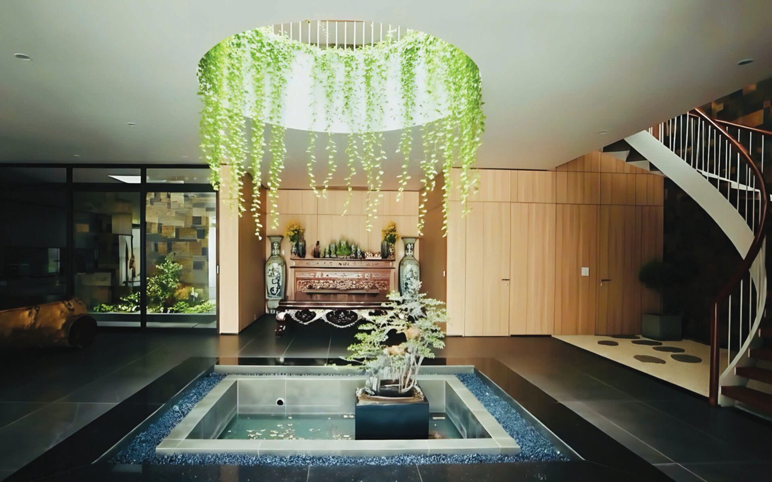 The Koi Pond and Hanging Garden That Becomes the Heart of Daily Living